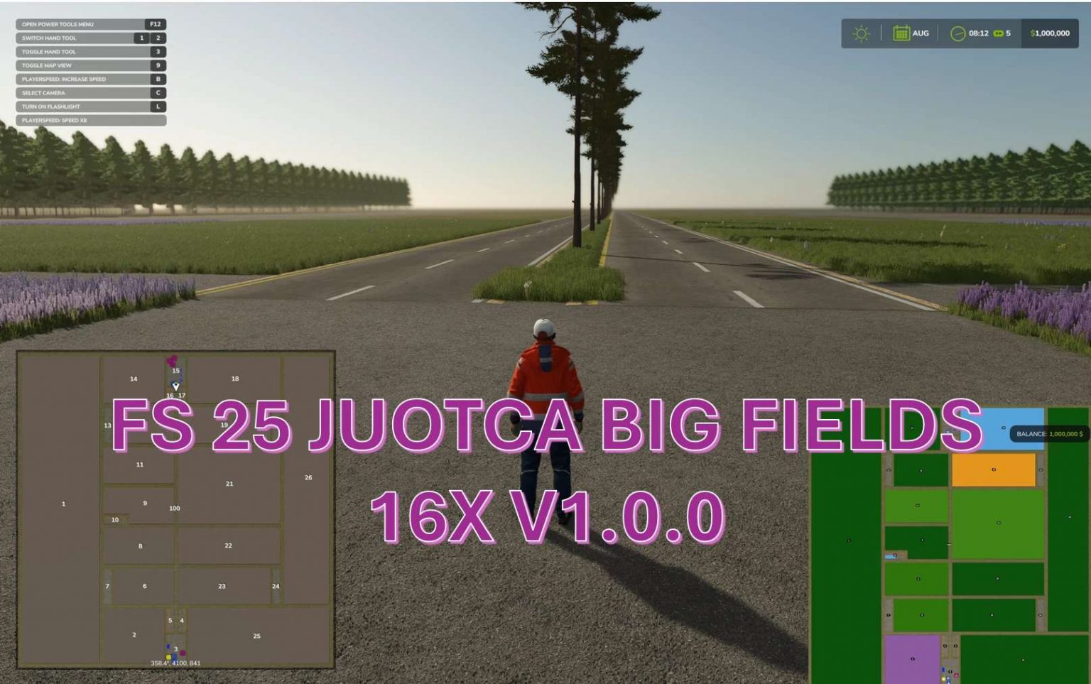 FS25 JUOTCA БОЛЬШИЕ ПОЛЯ 16X V1.0 мод | Farming Simulator 25 моды