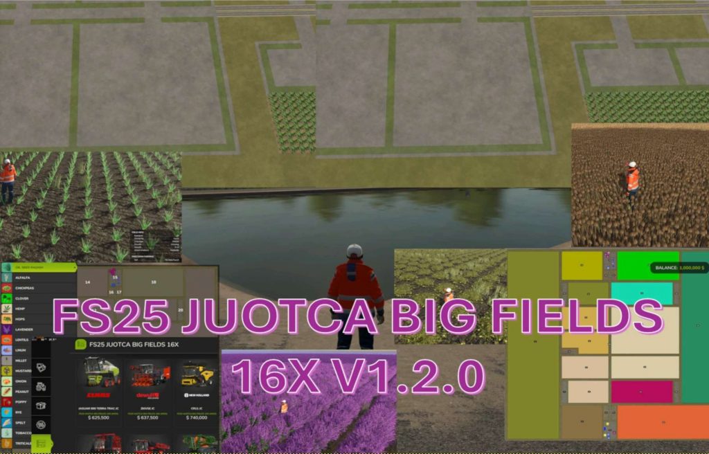 FS25 JUOTCA BIG FIELDS V1.2.0.0 мод | Farming Simulator 25 моды